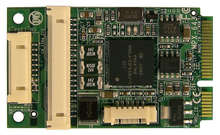 MPX-643 Mini-PCI Express (mini-PCIe) IEEE1394A and IEEE1394B Card ...